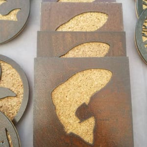 Custom Tree Rustic Metal Coasters Geometric designs Square | Etsy