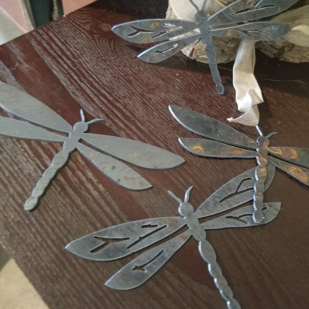 Set of 3 Dragonfly Wall Decor 10" Each Recycled Steel Custom ...