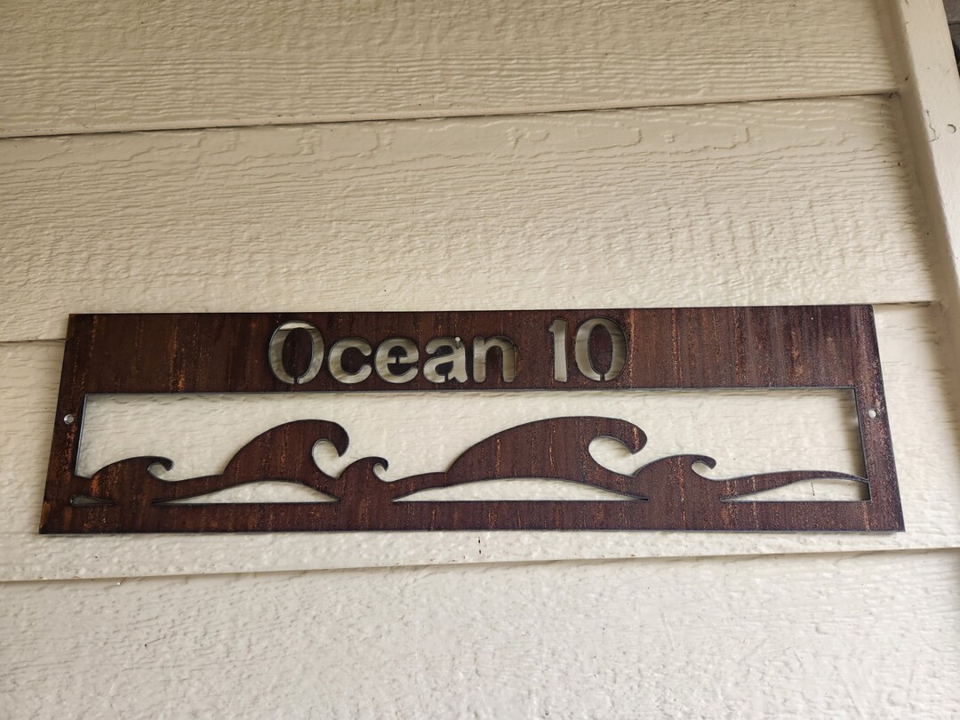 Custom Address Sign Rustic Name Plate Wave Nautical Beachy - Etsy
