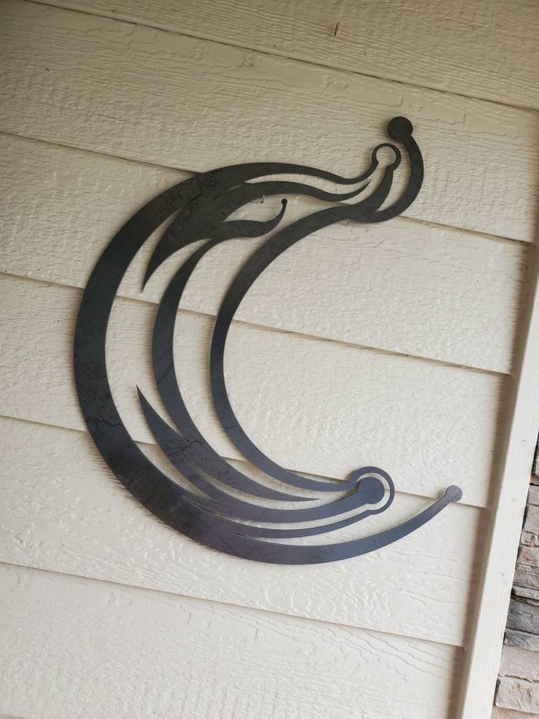 Celtic Recycled Steel Moon Art Rustic Custom Metal Celestial Wall Decor ...