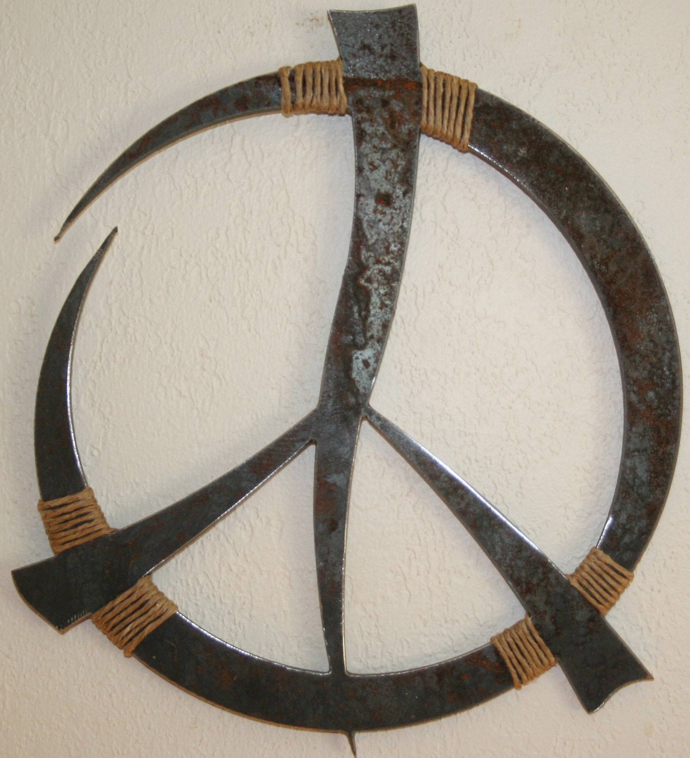 Rusty Custom Zen Metal Peace Sign Wall Decor 13" Custom Recycled Steel ...