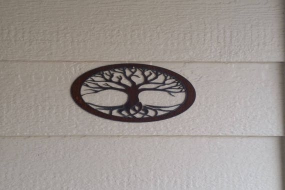 Rustic Horizontal Oval Tree of Life Recycled Metal Art Custom | Etsy