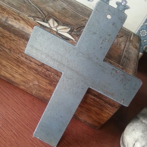 4 Rustic Cross Charm Recycled Metal Custom Crosses - Etsy