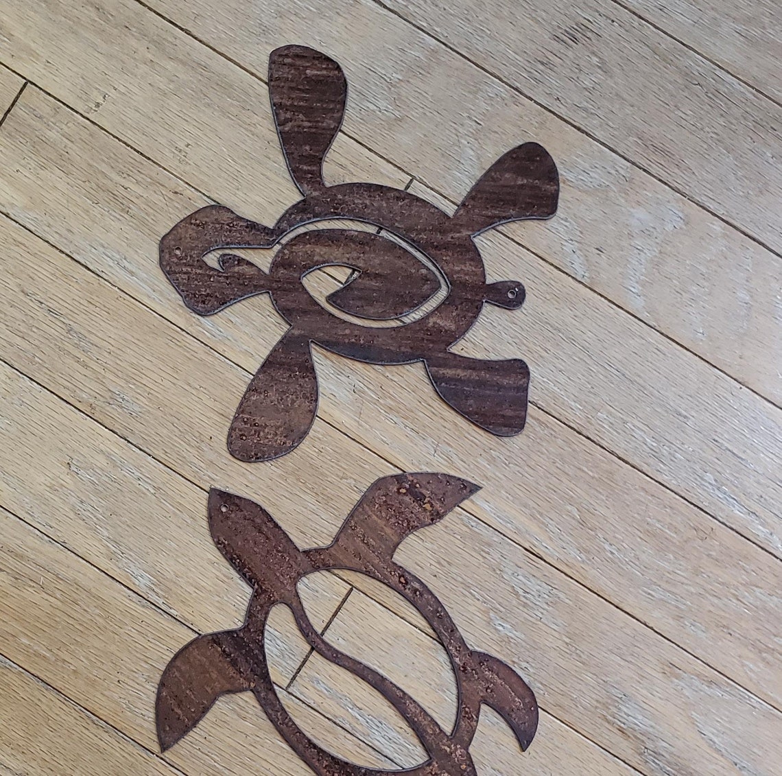 Set of 2 Rustic Turtles Large Recycled Metal | Etsy