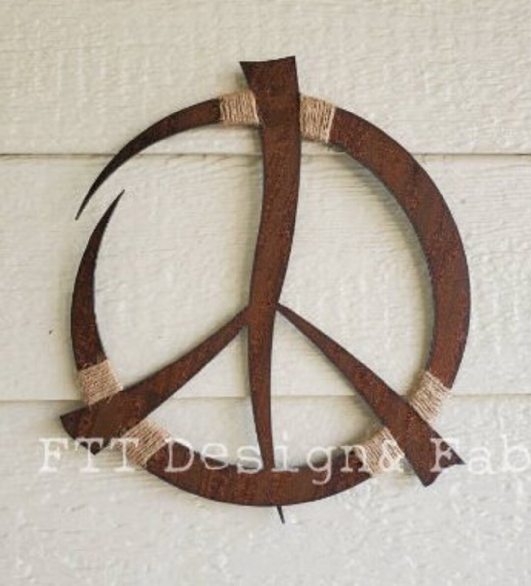 Rusty Custom Zen Metal Peace Sign Wall Decor 13" Custom Recycled Steel ...