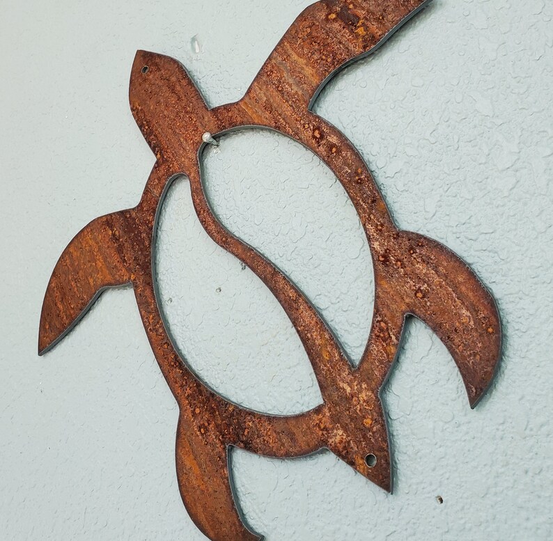 Set of 2 Rustic Turtles Large Recycled Metal | Etsy