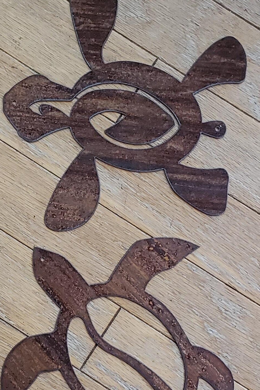 Set of 2 Rusty Custom Turtles Large Recycled Metal Sea Turtle Hawaiian ...