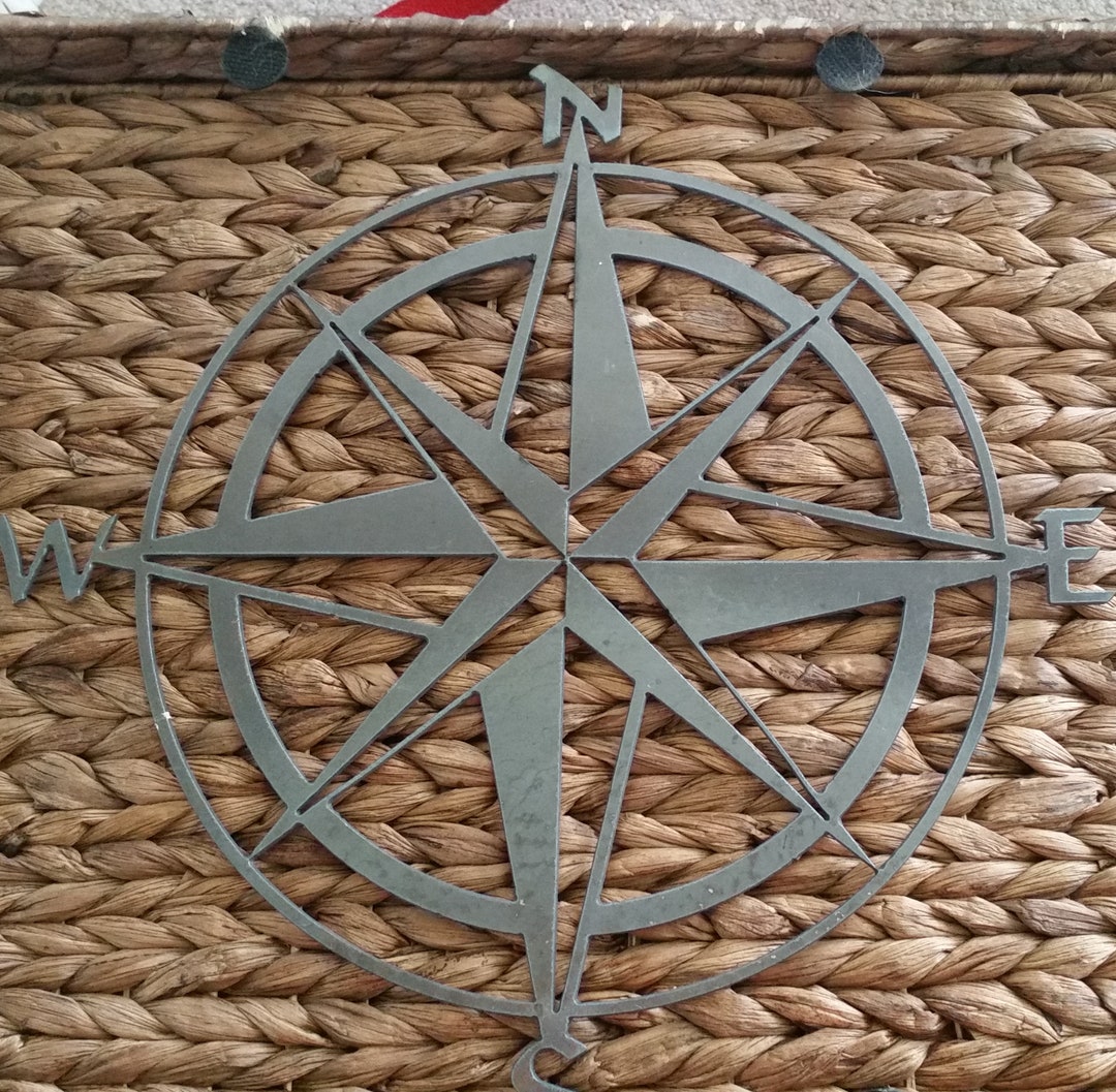 Rustic Nautical Compass Recycled Metal Art 12 Inch Custom Nautical Rose ...