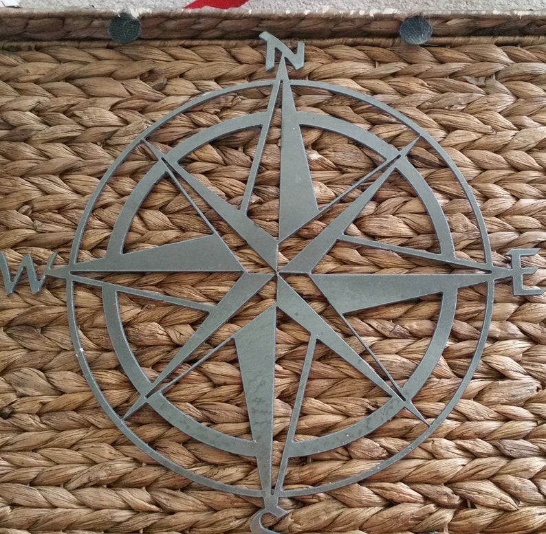 Rustic Nautical Compass Recycled Metal Art 12 Inch Custom - Etsy