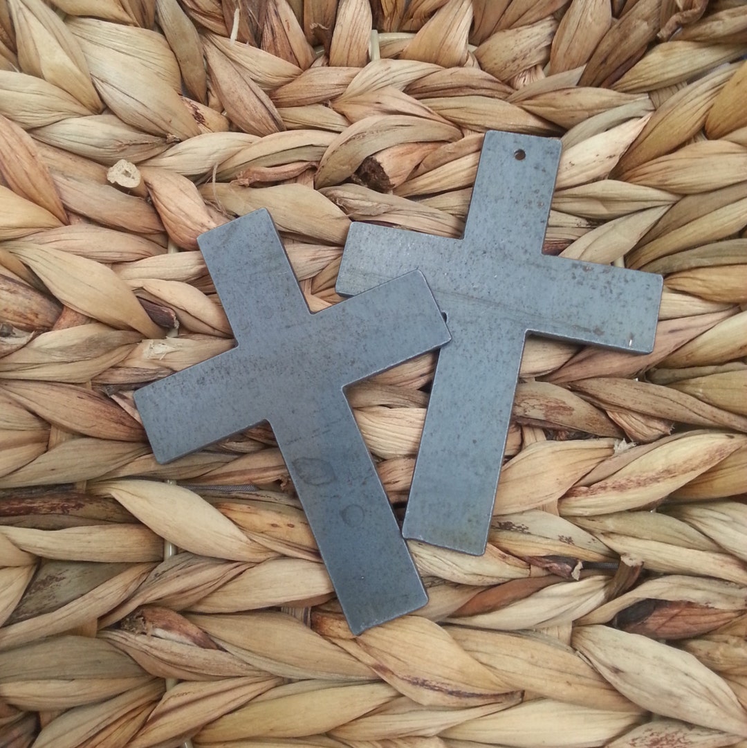 4 Rustic Cross Charm Recycled Metal Custom Crosses - Etsy