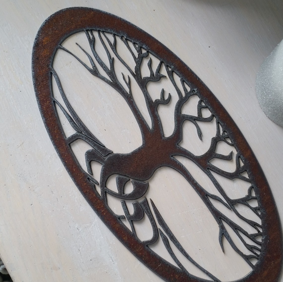Rustic Horizontal Oval Tree of Life Recycled Metal Art Custom - Etsy