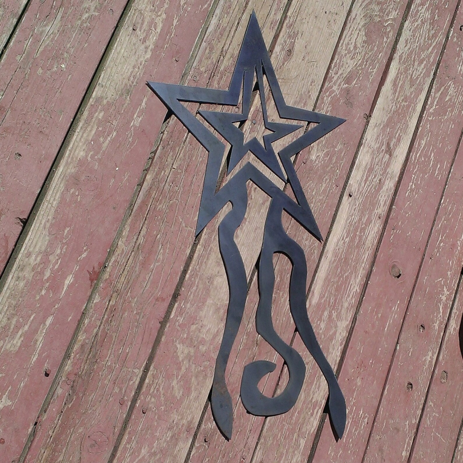 Rustic Shooting Star Recycled Metal Art 24" Steel Star Art Piece Star ...