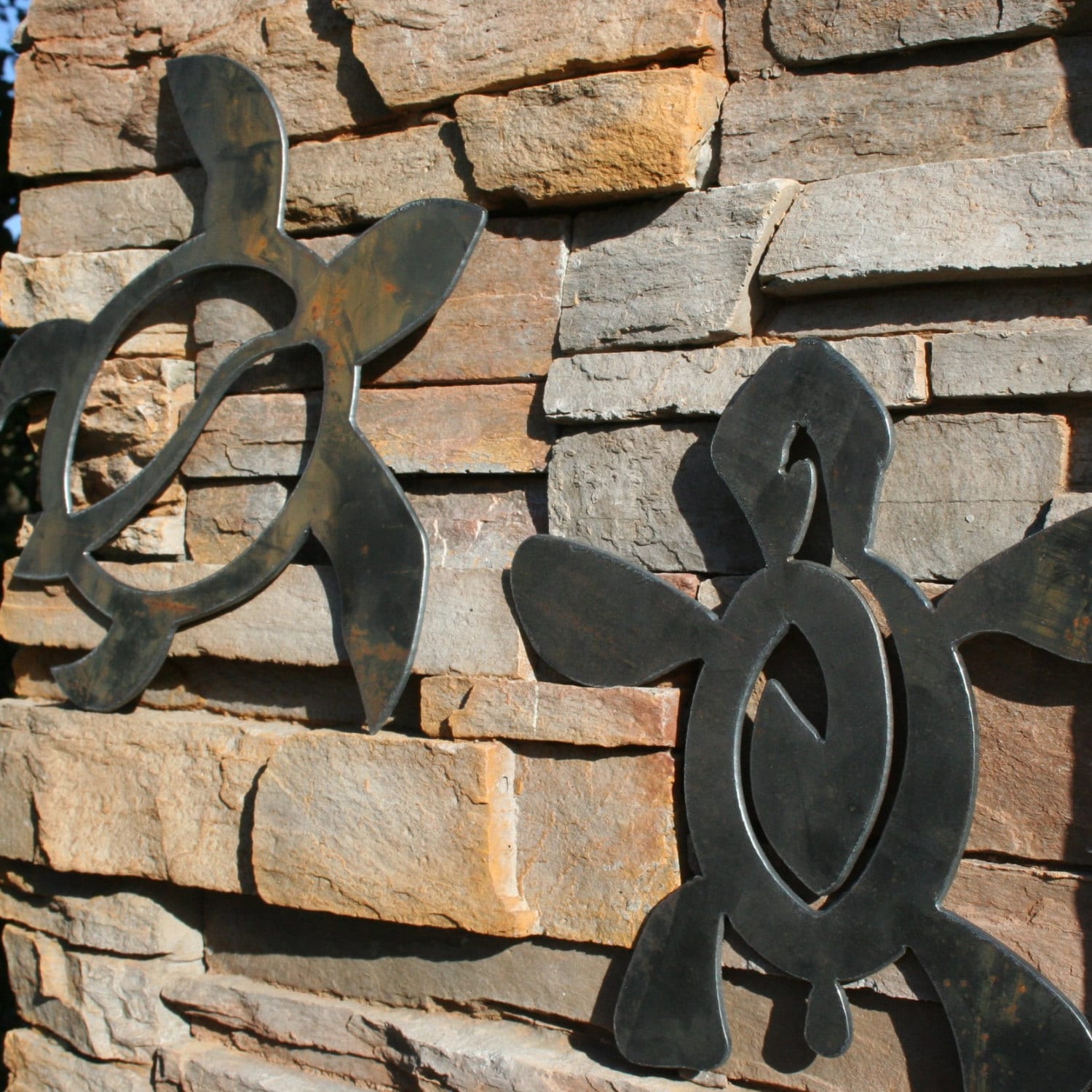 Set of 2 Rustic Turtles Large Recycled Metal | Etsy