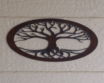 Rustic Horizontal Oval Tree of Life Recycled Metal Art Custom | Etsy