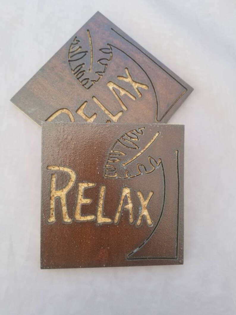 Custom Tree Rustic Metal Coasters Geometric designs Square | Etsy