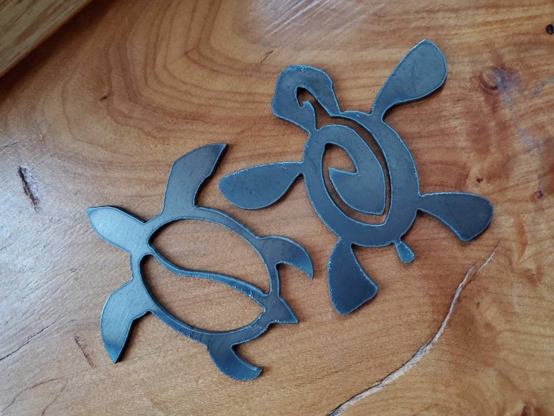 Set of Two Custom Rustic Recycled Steel Turtles Hawaiian Turtle Sea ...