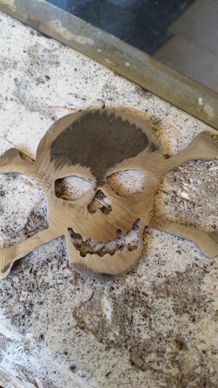 Rustic Recycled Steel Skull and Cross Bones Metal Skull Decor Custom ...