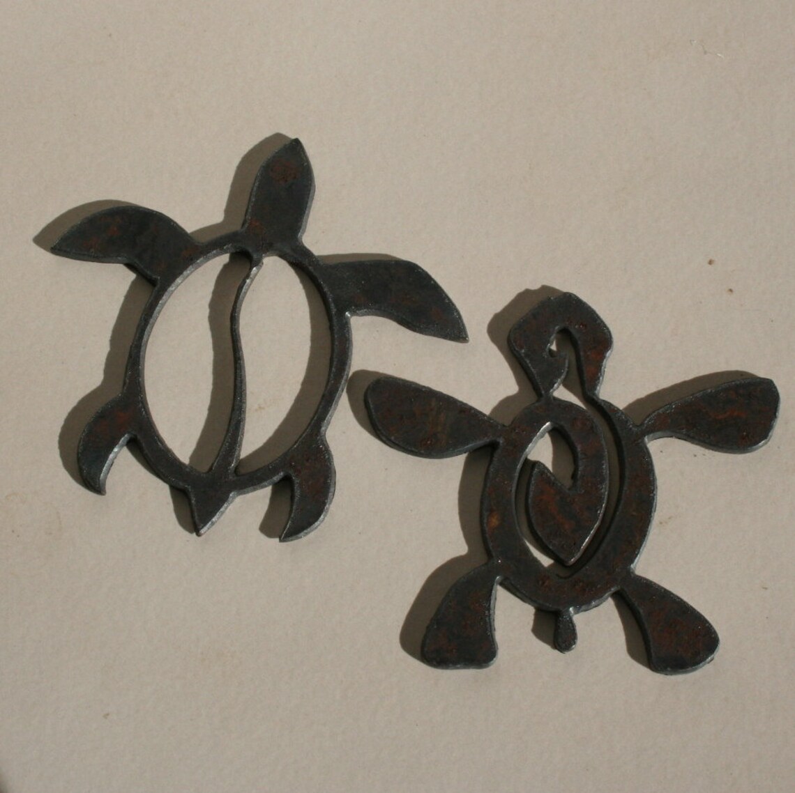 Tribal Turtle Duo Unique Recycled Steel Pair of Metal Turtles | Etsy