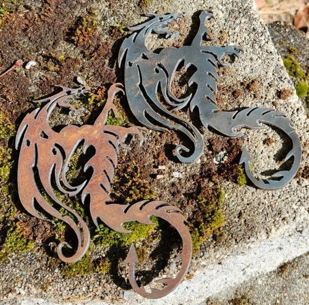 Pair Dragon Metal Black Dragons Custom Set of 2 Wall Art Custom ...
