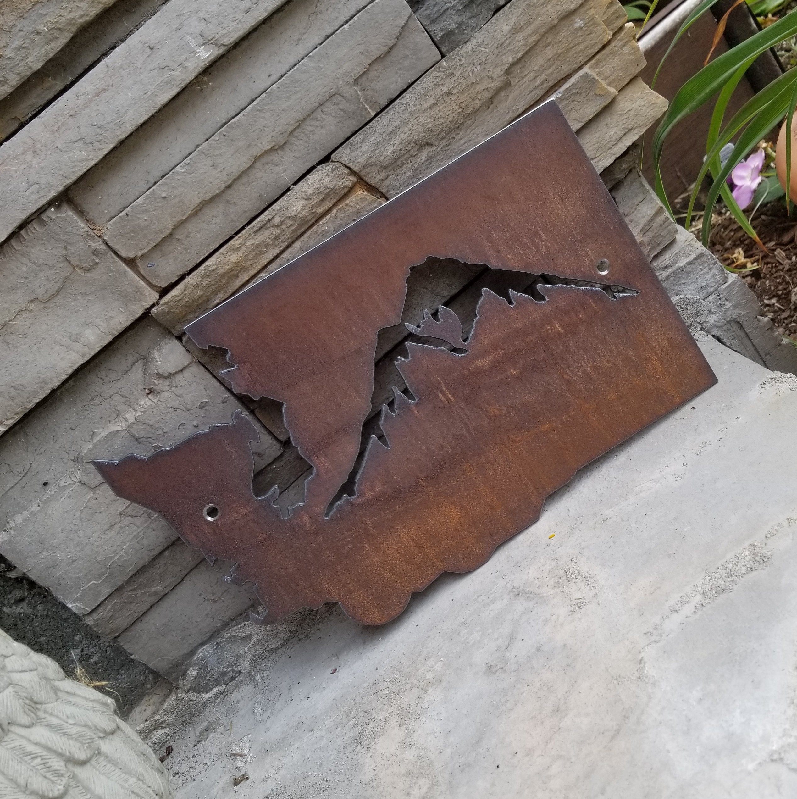 Custom Washington State Mountain Sign Welcome Recycled Steel Rustic ...