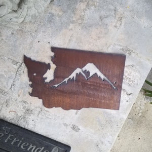 Custom Washington State Mountain Sign Welcome Recycled Steel Rustic ...