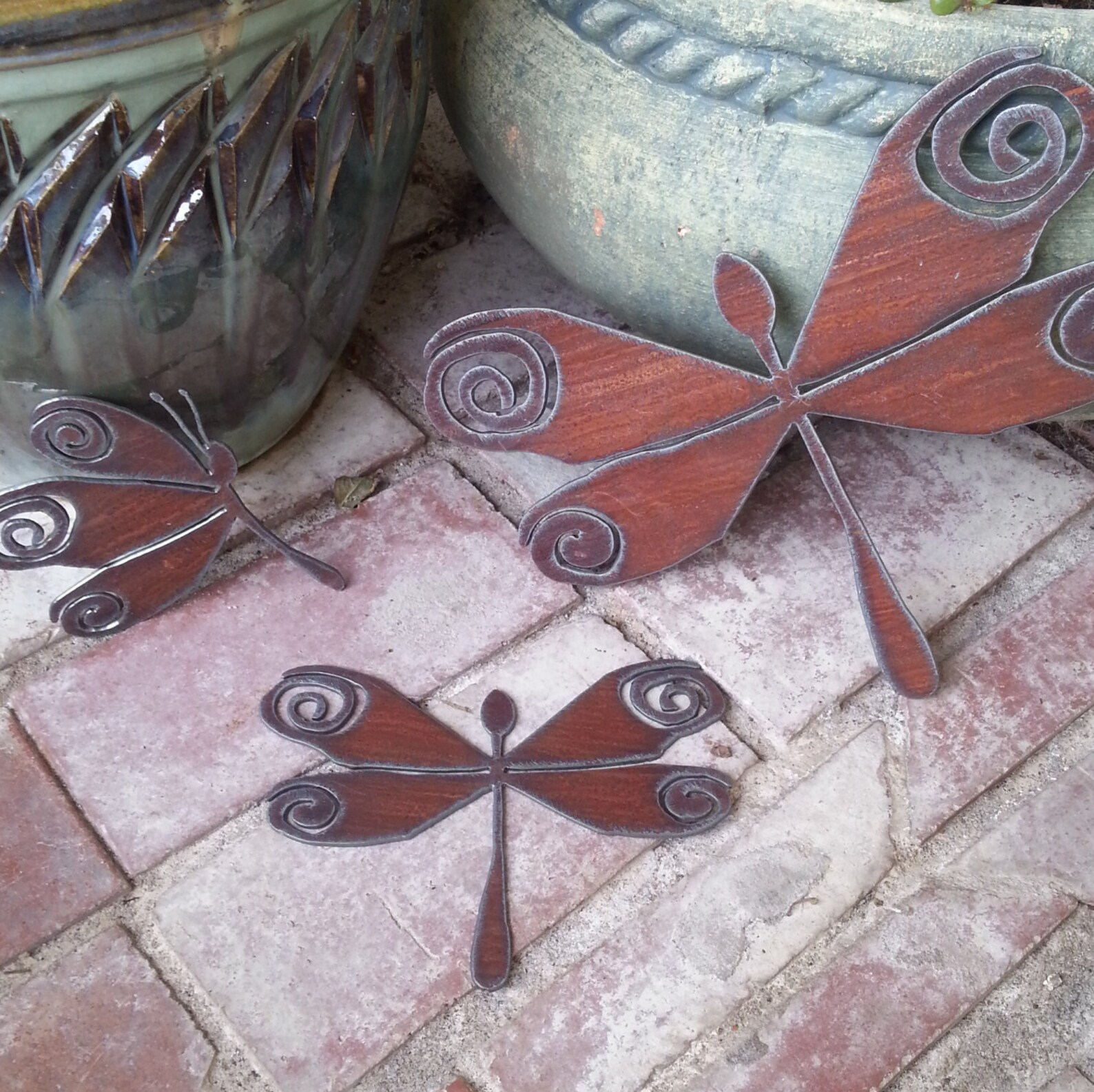 Swirl Dragonfly Metal Accents Set of 2 Recycled Steel Pair of | Etsy