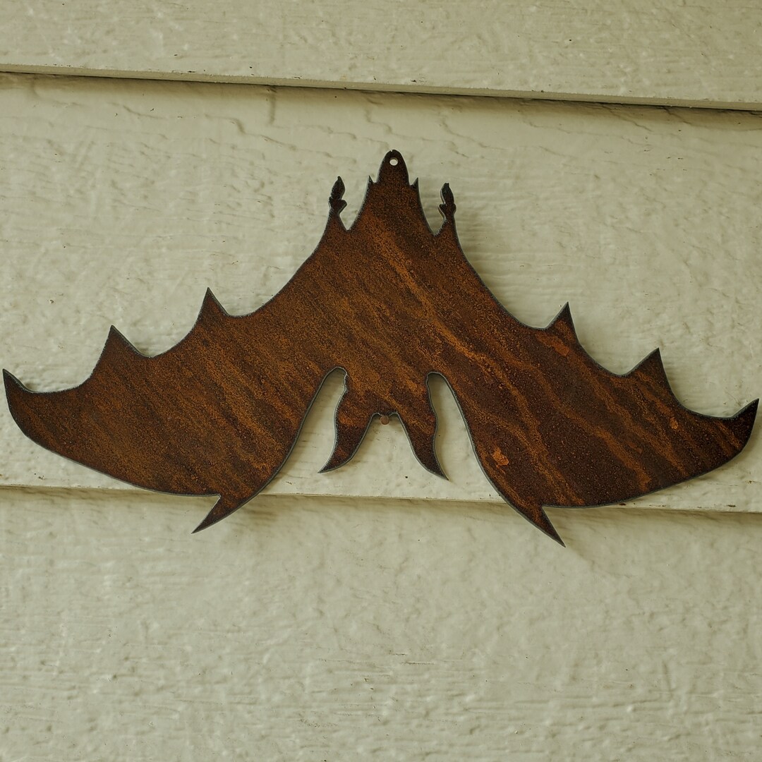 Rustic Bat in Flight Large Gothic Vampire Bat Recycled Steel Custom ...
