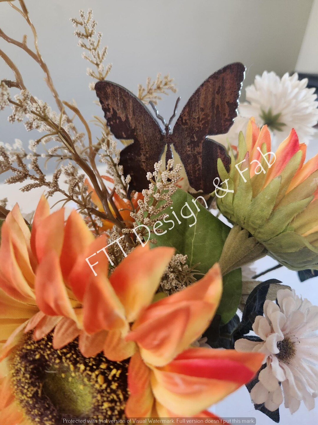 Butterfly Flower Arrangement Decor Garden Rustic Stake Planter Decor ...