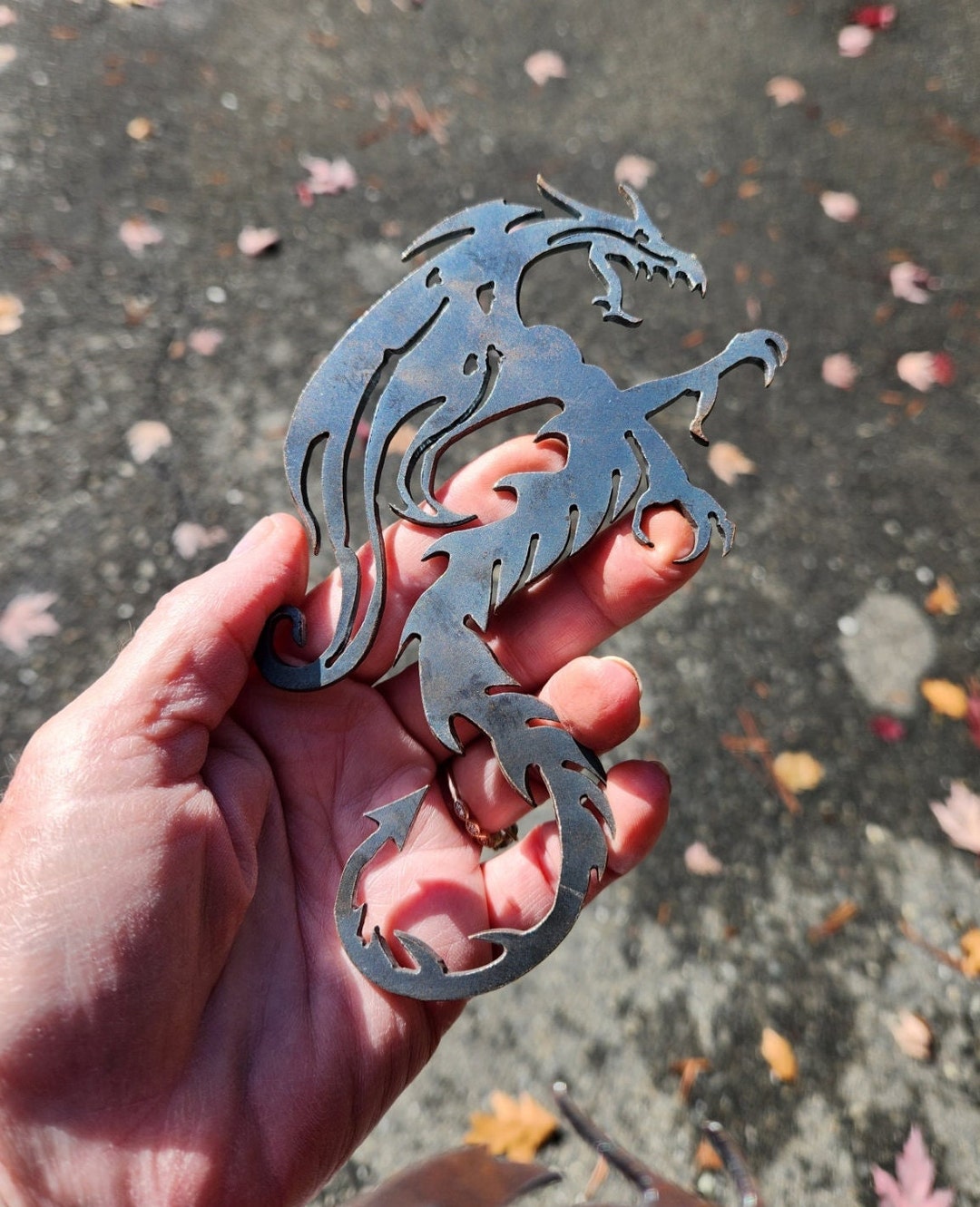 Dragon Metal Black Dragon Wall Art Custom Medieval Dragon Recycled ...