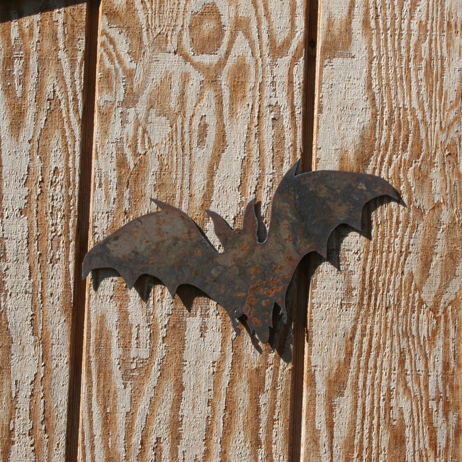 Rustic Bat in Flight Gothic Vampire Recycled Steel Custom Metal Bat ...