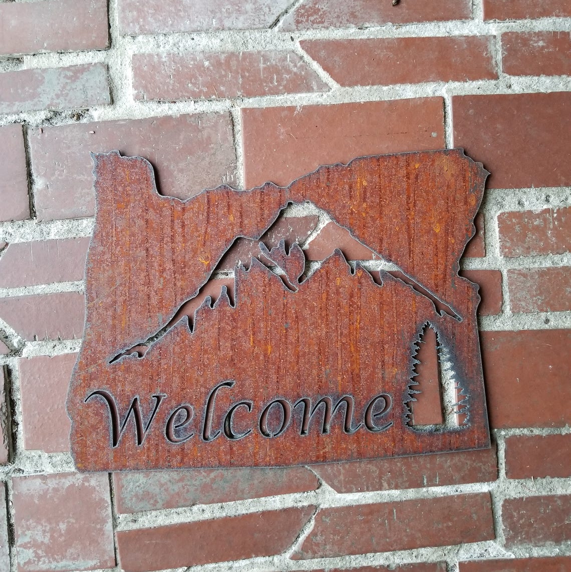 Custom State WELCOME Oregon Recycled Steel Rustic Wall Hanging - Etsy