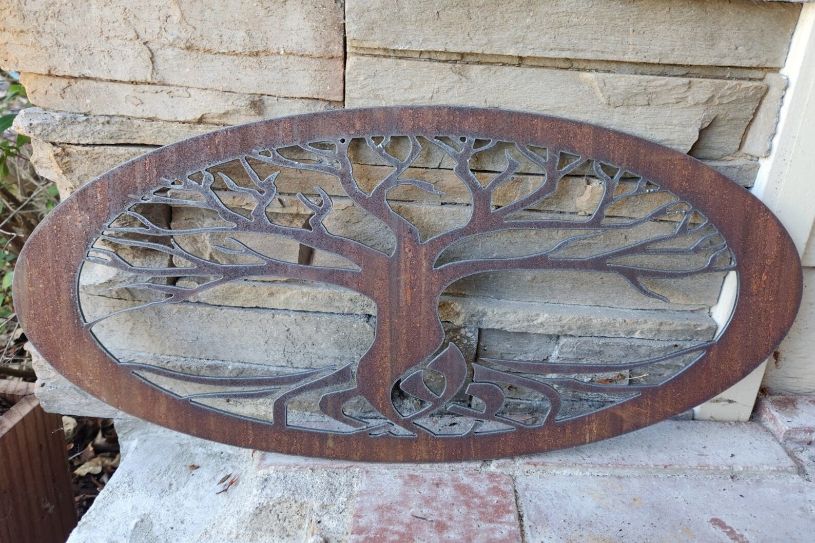 Rustic Horizontal Oval Tree of Life Recycled Metal Art Custom - Etsy