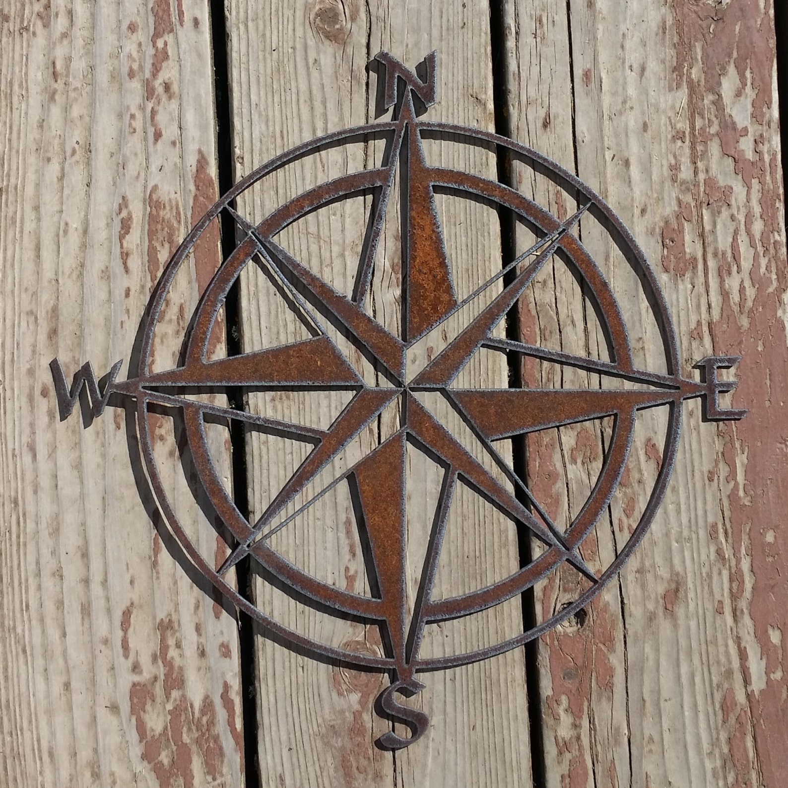 Rustic Nautical Compass Recycled Metal Art 12 Inch Custom - Etsy