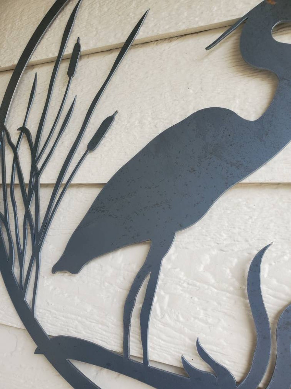 Heron and Cattails Rustic Decor 18 Egret Rusty Art Metal - Etsy