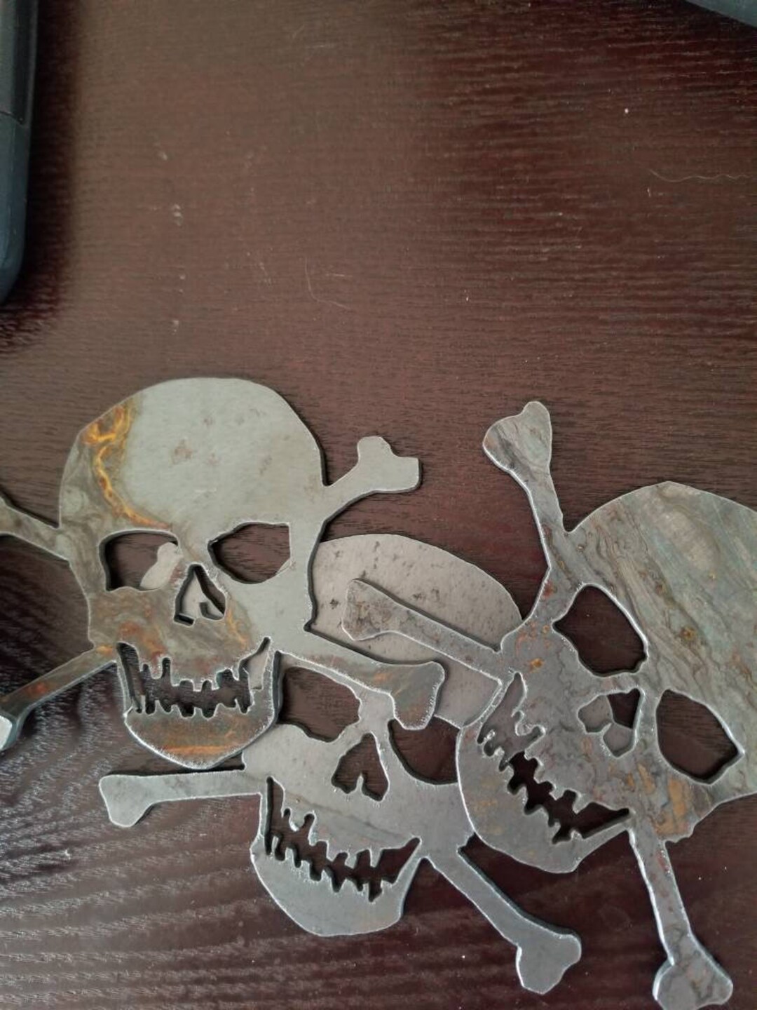 Rustic Recycled Steel Skull and Cross Bones Metal Skull Decor Custom ...