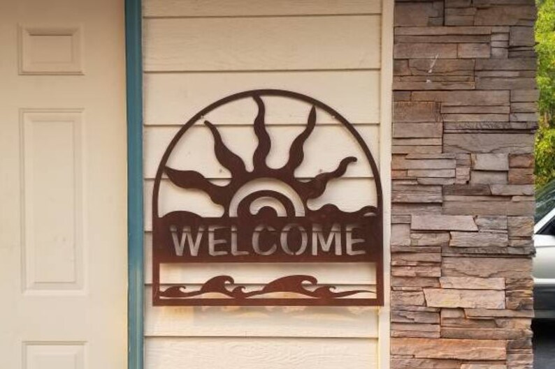 Custom Name Sign Sun and Sea Welcome Sign Custom Recycled - Etsy