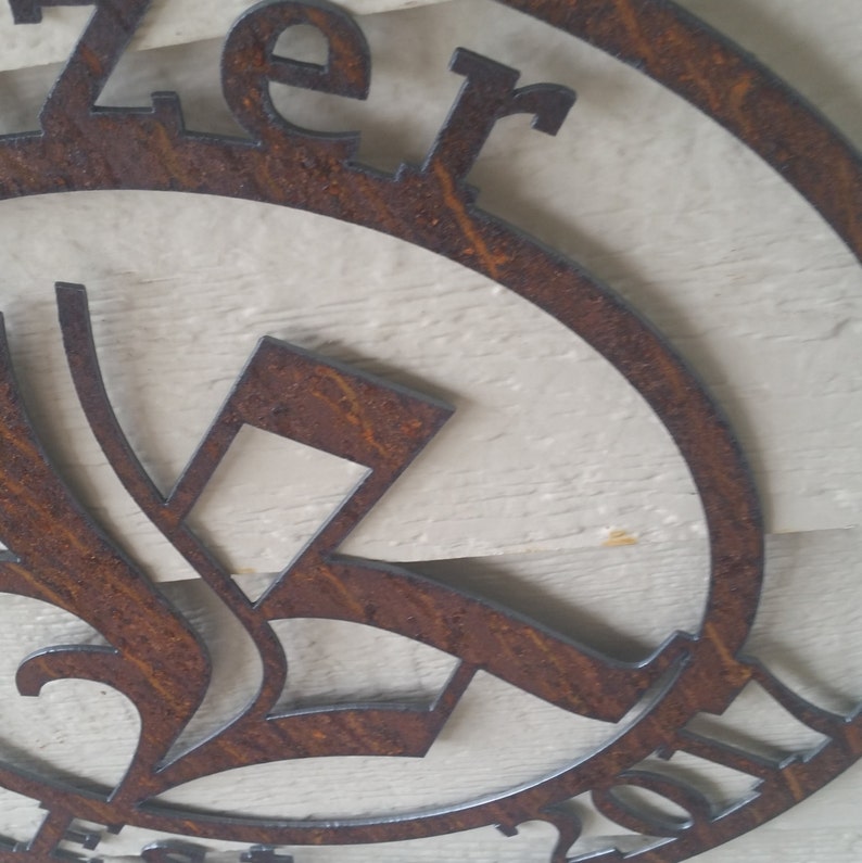 CUSTOM Monogram Recycled Rustic Metal Wall Decor Family Crest - Etsy