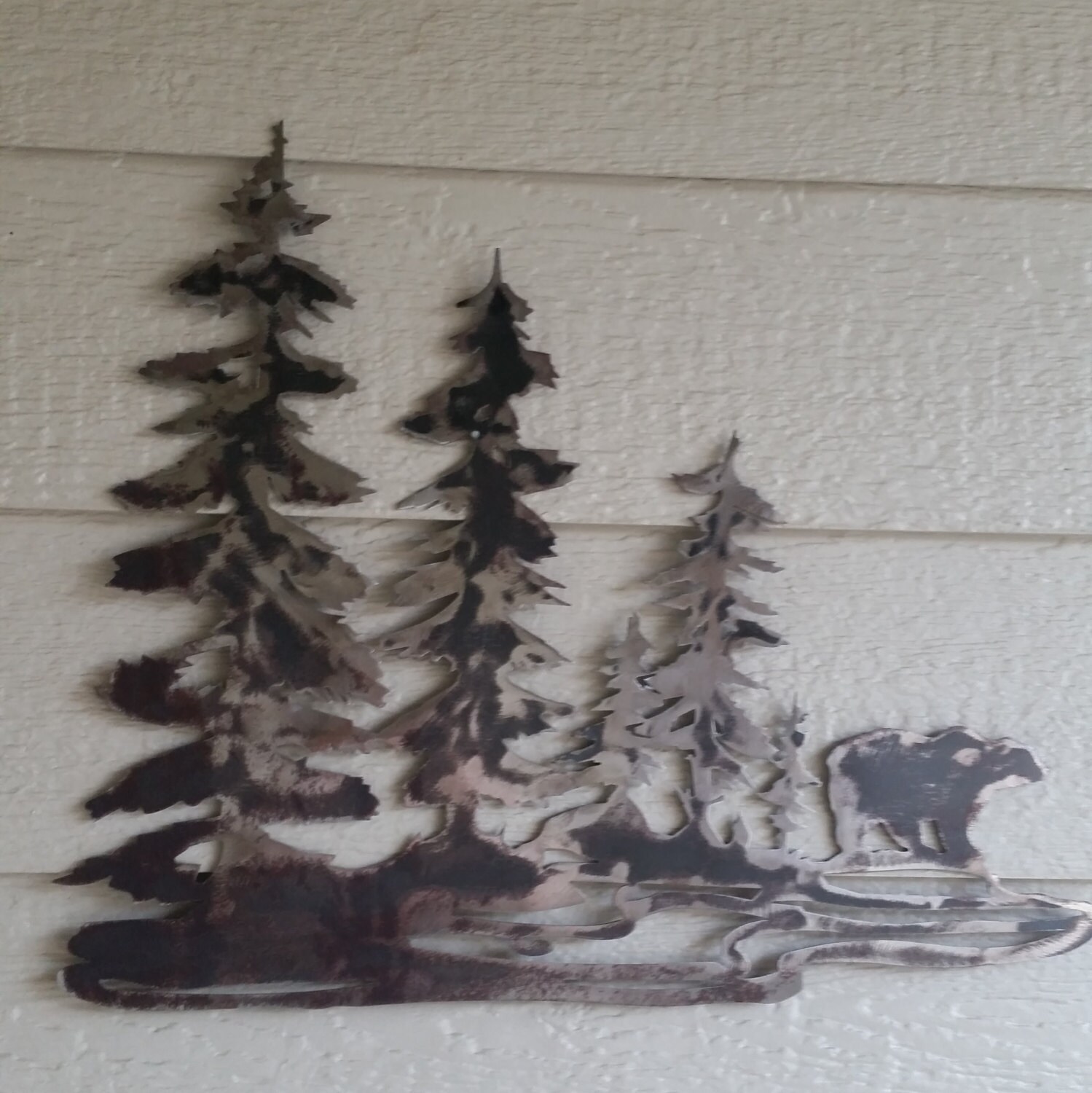 Elk in the Woods Rustic Wilderness Art Recycled Steel Home Decor Buck ...