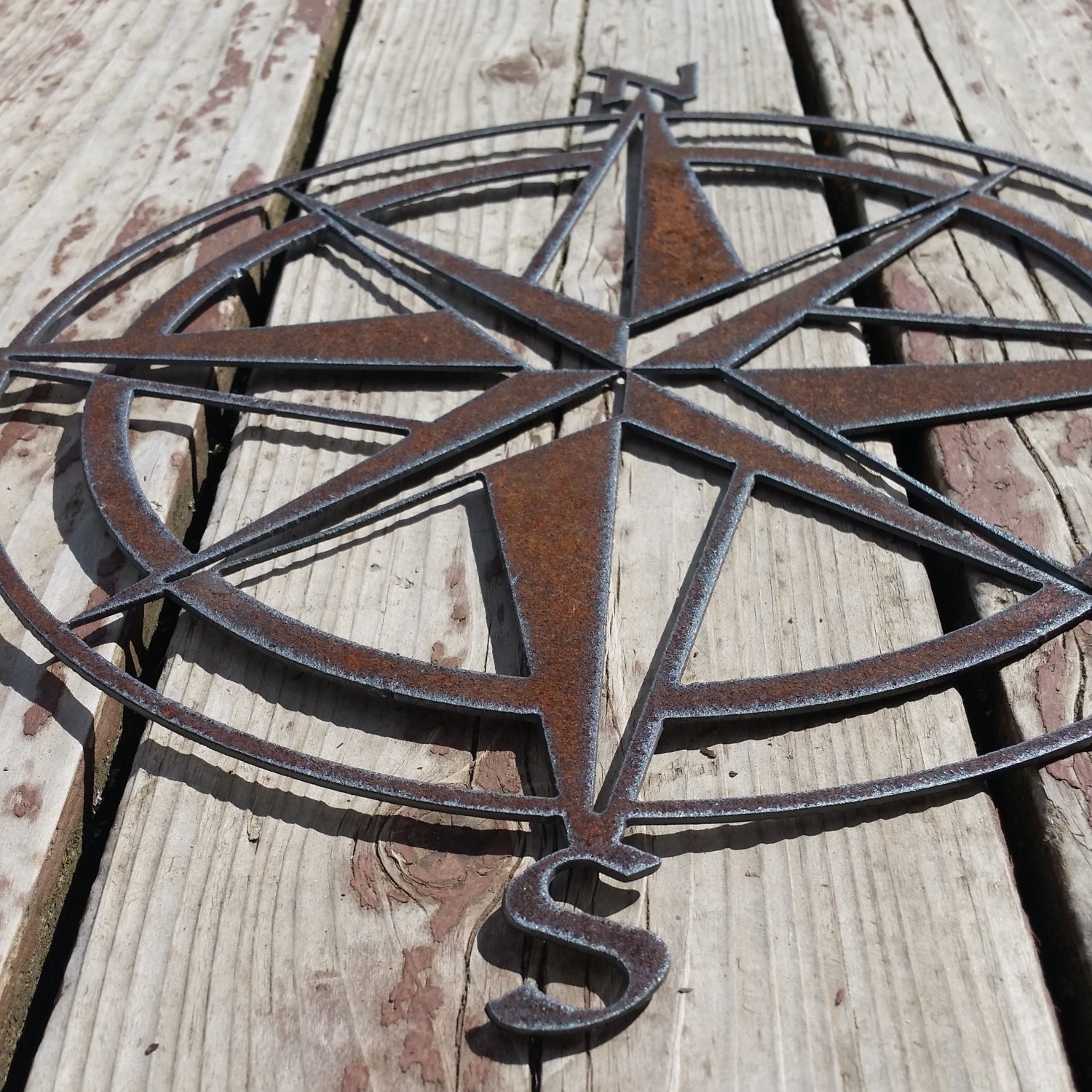 Rustic Nautical Compass Recycled Metal Art 12 Inch - Etsy Australia