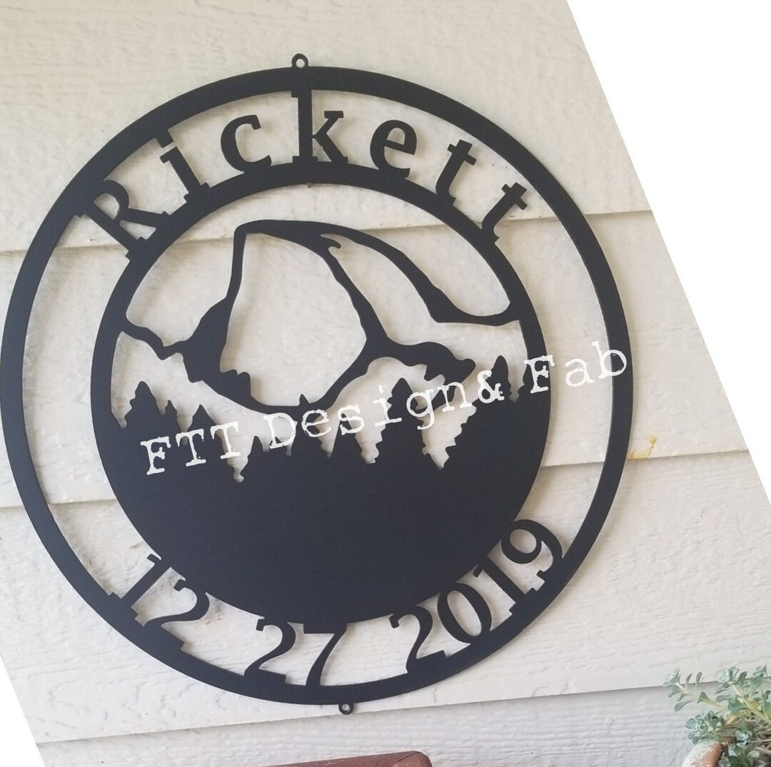 CUSTOM Mountain Monogram Recycled Metal Wall Decor Family Crest Custom ...