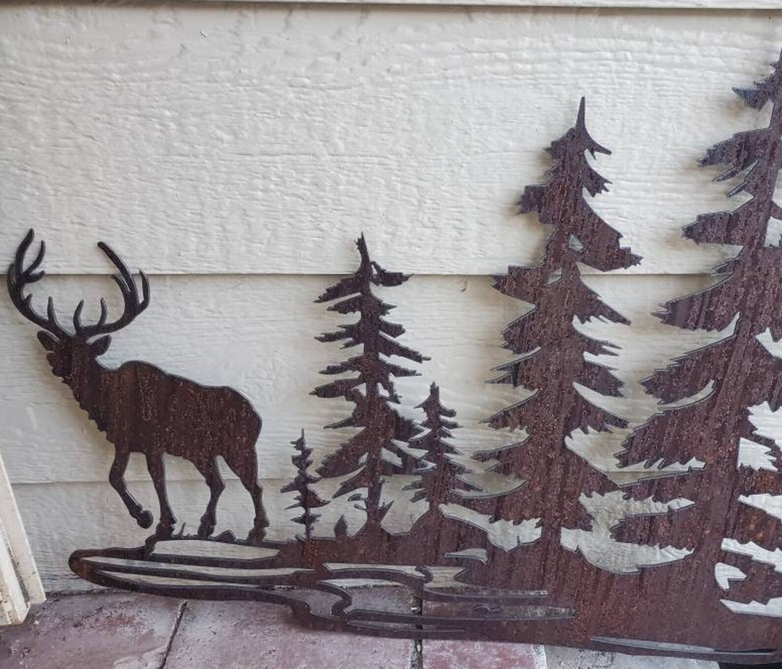 Elk in the Woods Rustic Wilderness Art Recycled Steel Home Decor Buck ...