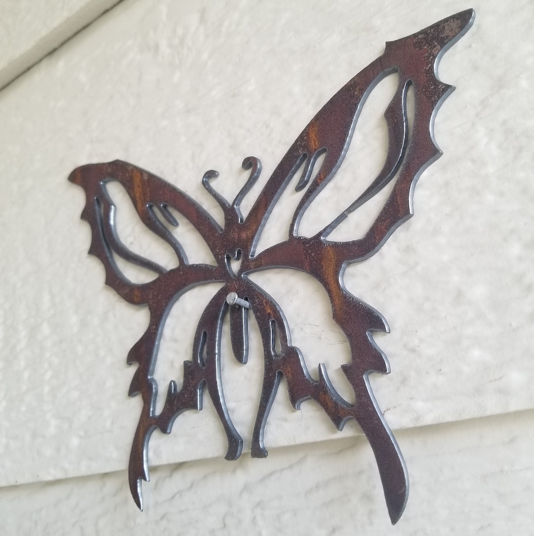 Rustic Butterfly Recycled Steel Metal Art 13" Custom Rusty Butterfly - Etsy