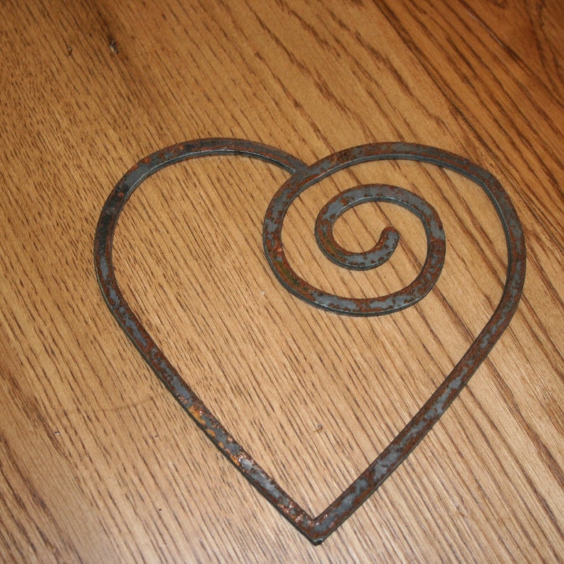 Swirl Steel Large Heart Recycled Metal Custom Heart Iron Heart - Etsy