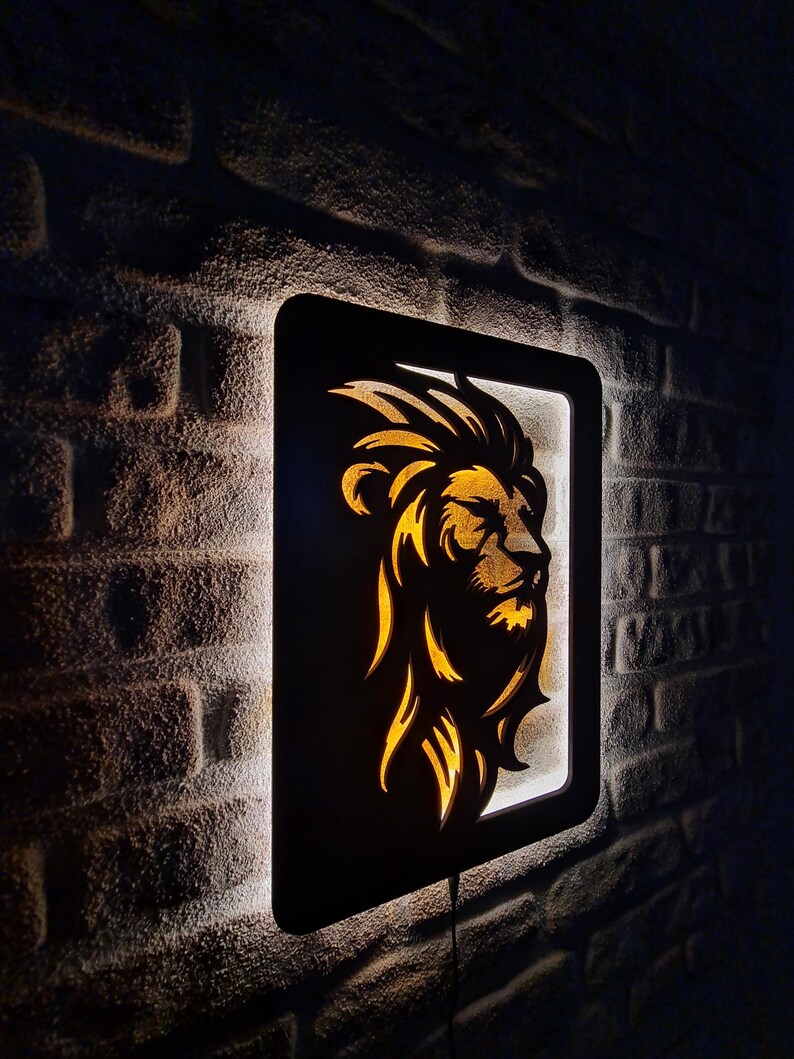 Lion Led Lighted Sign, Amazing Wall Decor for Kids Rooms, Lion Wall Art ...