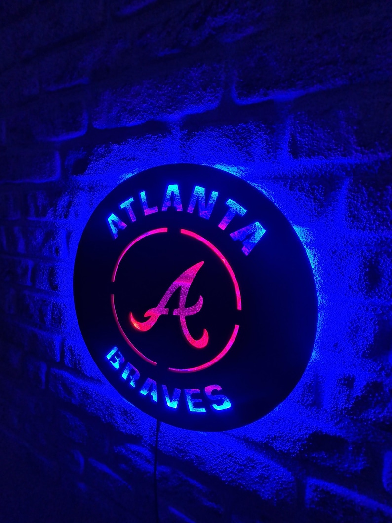 Led Lighted Atlanta Braves Sign, Stylish Wall Decor for Baseball Fans ...