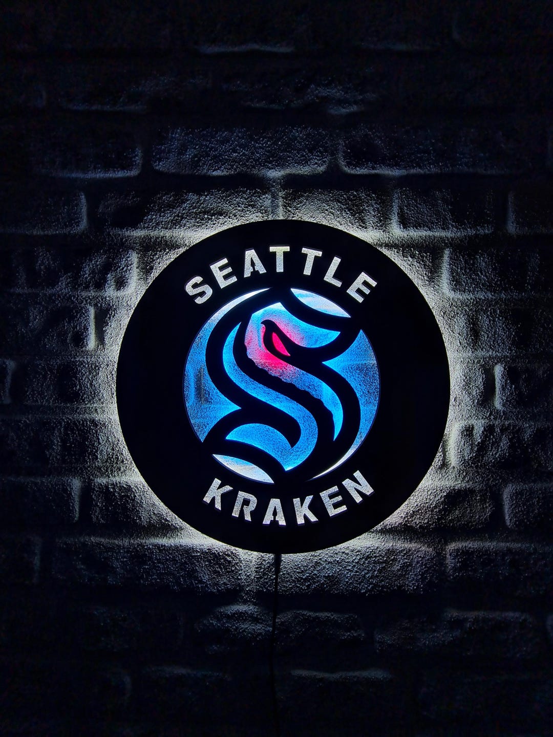 Seattle Kraken LED Lighted Sign, Ice Hockey Team Emblem Illuminated ...