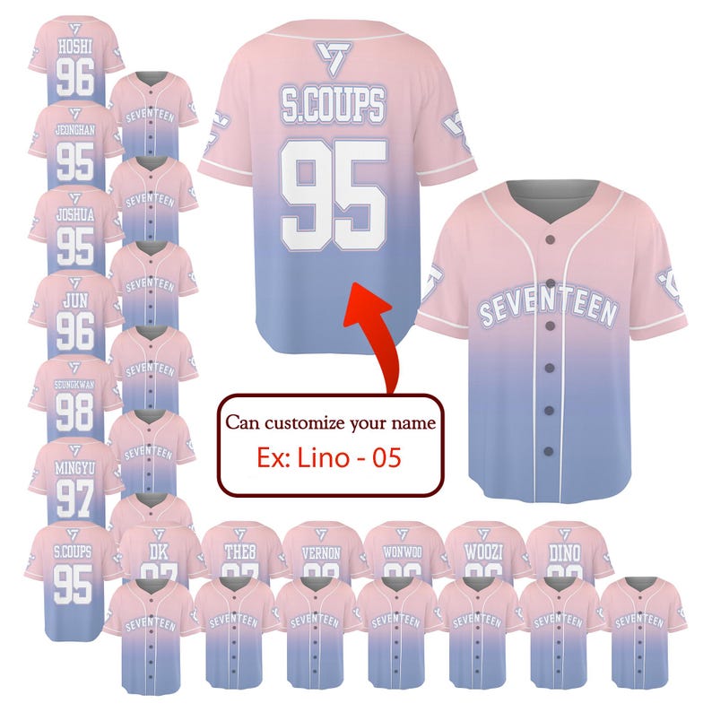 Custom SVT Members Baseball Jersey, Kpop Baseball Jersey, Svt Tour ...