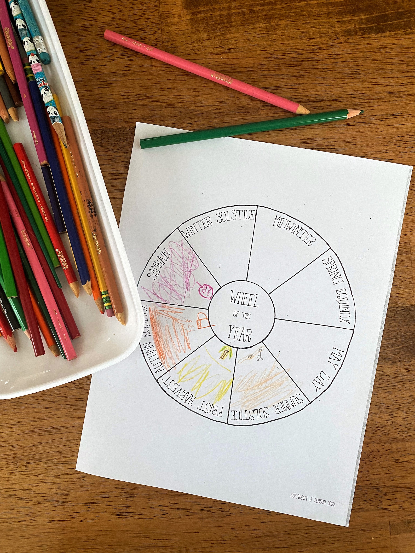 Wheel of the Year Coloring Page | Wheel of the Year Artwork | Nature ...