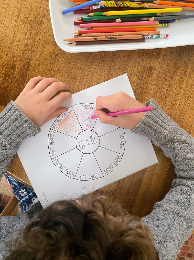 Wheel of the Year Coloring Page | Wheel of the Year Artwork | Nature ...