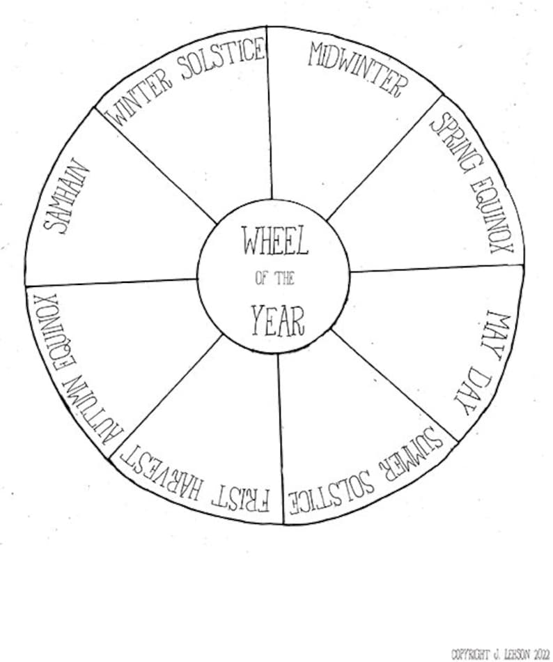 Wheel of the Year Coloring Page | Wheel of the Year Artwork | Nature ...